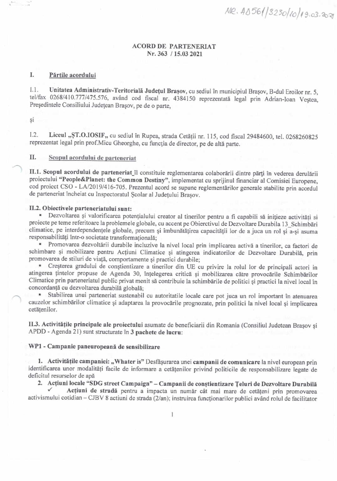 Acord de parteneriat – UAT Braşov – People&Planet: The Common Destiny ...